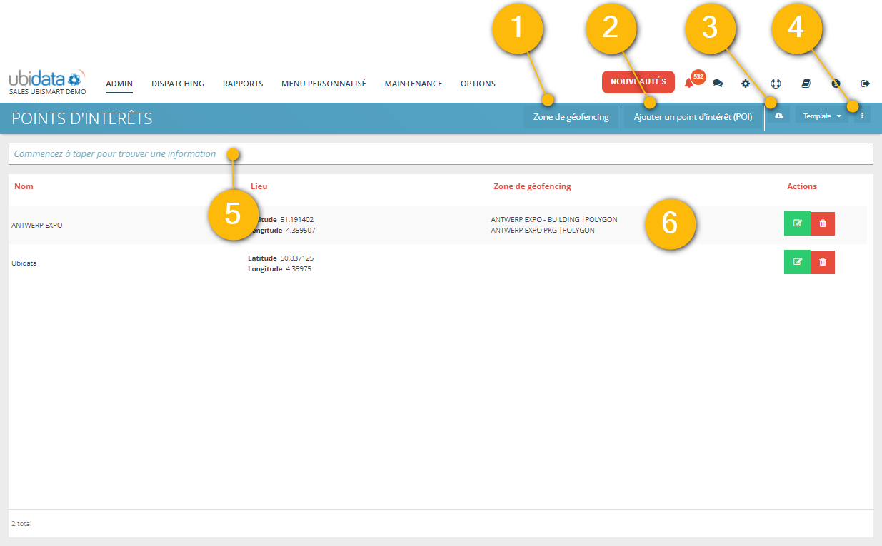 ADMIN / Points of interest – ubiTT Help Center